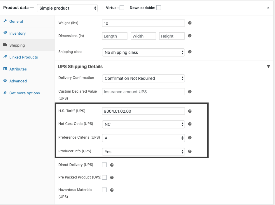 WooCommerce UPS Shipping - Create NAFTA Certificate of Origin
