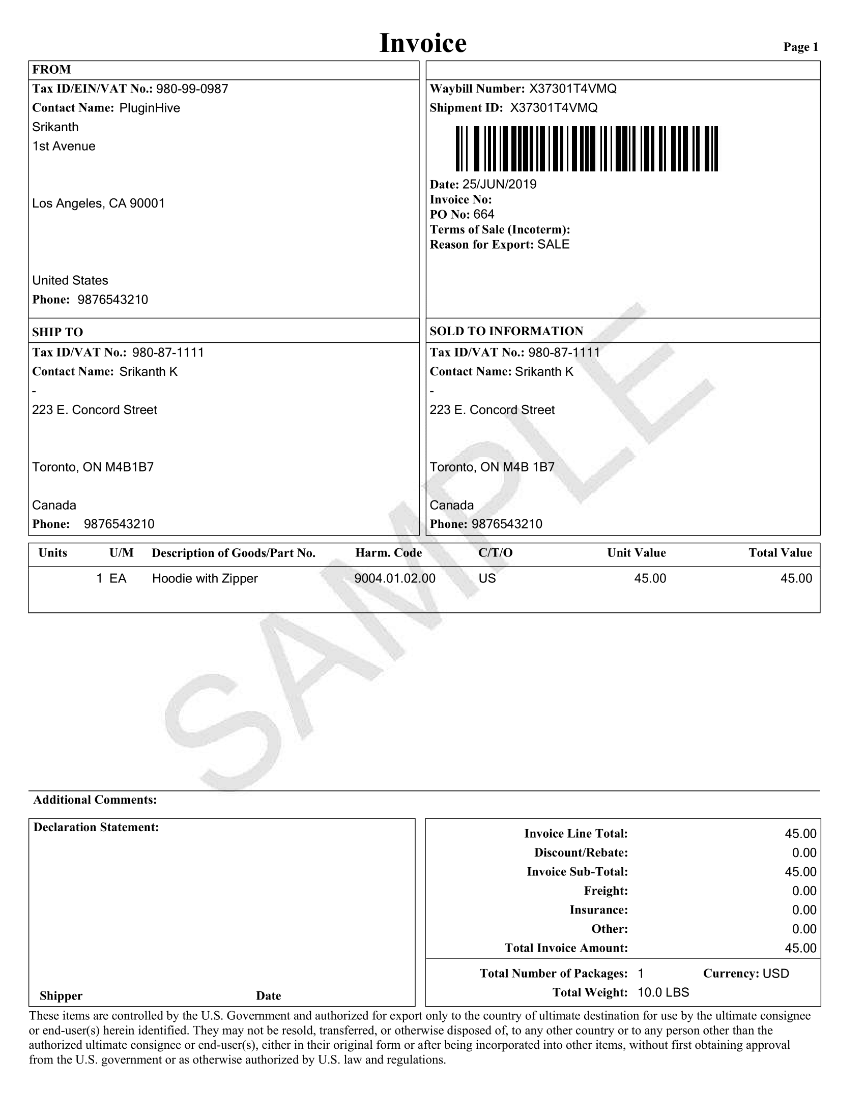 WooCommerce UPS Shipping - Create NAFTA Certificate of Origin