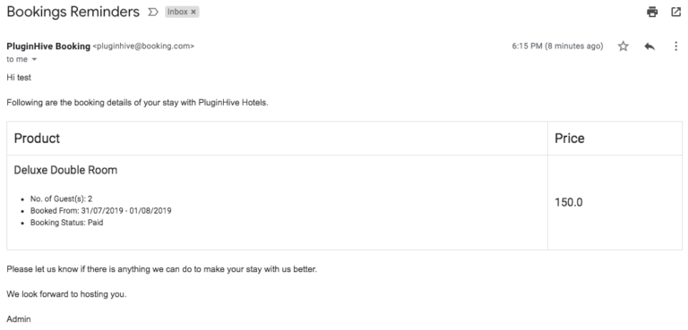 WooCommerce Bookings Email Notification