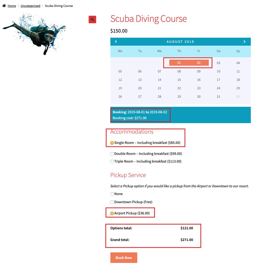 Book Online Diving Adventure with Additional Services using WooCommerce ...