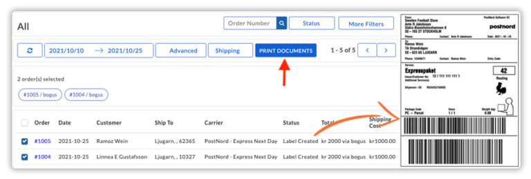 PostNord WooCommerce Shipping Plugin with Print Label