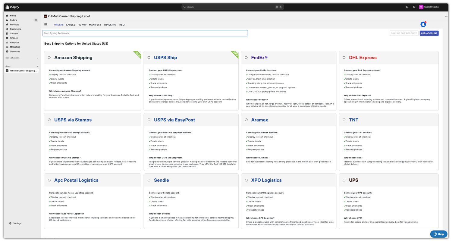 Setting up Shopify Multi Carrier Shipping Label App